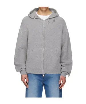 We11Done Oversized Wool Blend Knit Hooded Sweatshirt