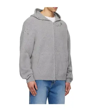 We11Done Oversized Wool Blend Knit Hooded Sweatshirt