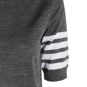 Thom Browne 4 Bar Sheer Sleeved Fine-knitted T-shirt - Medium Gray