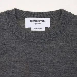 Thom Browne 4 Bar Sheer Sleeved Fine-knitted T-shirt - Medium Gray