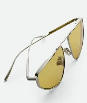 Bottega Veneta Classic Aviator Sunglasses - Silver/yellow