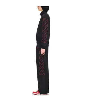 Off-White Logo Embroidered Zip-up Bomber Jacket - Black