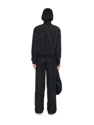 Off-White Logo Embroidered Zip-up Bomber Jacket - Black