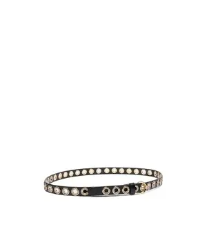 Pinko Embellished Leather Belt With Gold Tone Details
