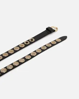 Pinko Embellished Leather Belt With Gold Tone Details