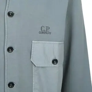 C.P. COMPANY Logo Embroidered Jacket With Stand Collar - Gray