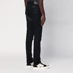 Amiri Cropped Slim Fit Jeans With Leather Inserts
