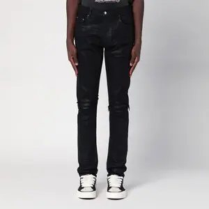 Amiri Cropped Slim Fit Jeans With Leather Inserts