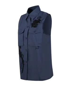 P.a.r.o.s.h Sleeveless Embroidered Shirt - Blue