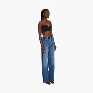Miu Miu Five-pocket Denim Jeans With Embroidered Logo Detail - Blue