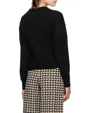 Kenzo V-neck Buttoned Knitted Cardigan With Boke Flower Badge - Black