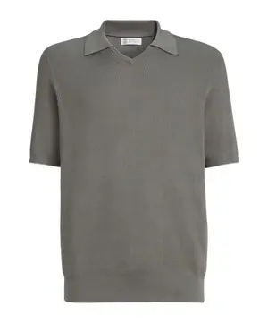 Brunello Cucinelli Fine-knitted Ribbed Polo Shirt