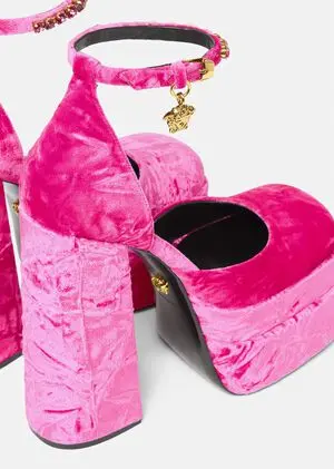 Versace Medusa Aevitas Embellished Platform Pumps - Pink