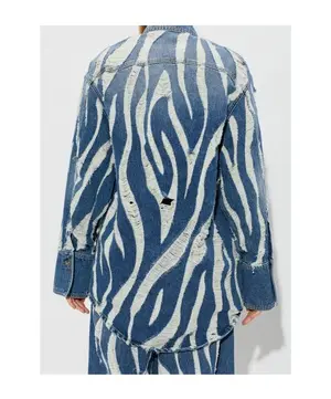 Blumarine Distressed Zebra Print Cotton Shirt