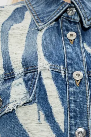 Blumarine Distressed Zebra Print Cotton Shirt