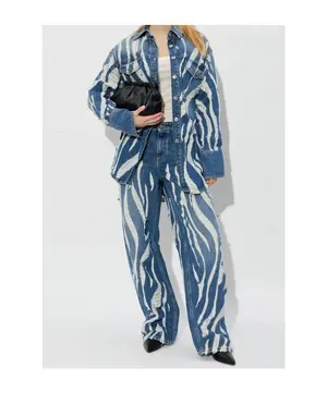 Blumarine Distressed Zebra Print Cotton Shirt