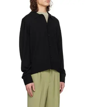 Ami Long-sleeved Button-up Cardigan - Black
