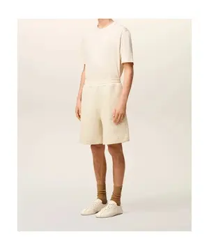 AMI Paris Curly Logo Detailed Bermuda Shorts - Ivory
