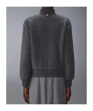 Thom Browne Zip-up Knitted Cardigan With Signature Stripe Detail