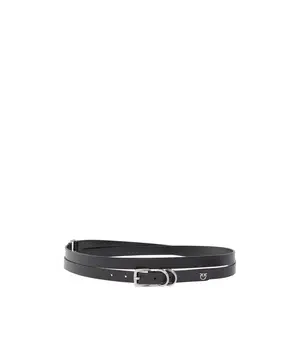 Pinko Logo Buckle Leather Belt - Black