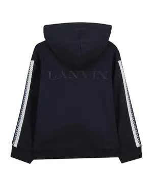 LANVIN Enfants Logo Embroidered Zip-up Hoodie - Navy