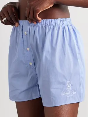 SPORTY  RICH Sporty & Rich Vendome Embroidered Pinstripe Shorts