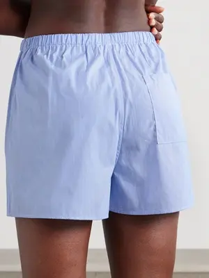 SPORTY  RICH Sporty & Rich Vendome Embroidered Pinstripe Shorts