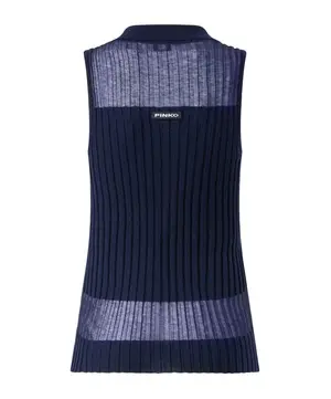 Pinko Ribbed Polo Vest Top - Black