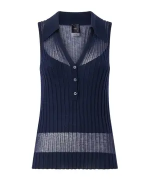 Pinko Ribbed Polo Vest Top - No