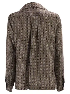 Max Mara Open Front Printed Silk Shirt - Brown