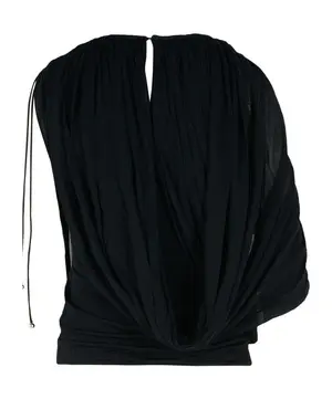 LANVIN Draped Pleated Top - Black