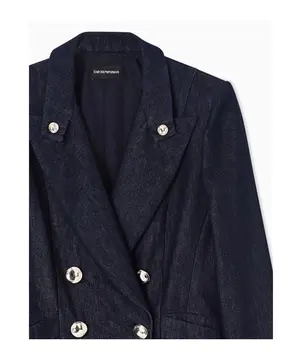 Emporio Armani Double-breasted Peak Lapel Coat - Dark Blue
