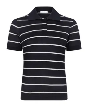 Max Mara Bellico Striped Short-sleeved Polo Shirt - Black