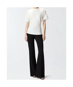 Pinko Ruched Detail T-shirt With Gold Appliqu - White