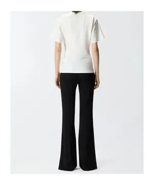Pinko Ruched Detail T-shirt With Gold Appliqu - White