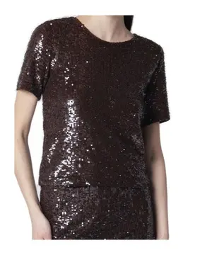 P.a.r.o.s.h Sequin Embellished Short Sleeve Blouse