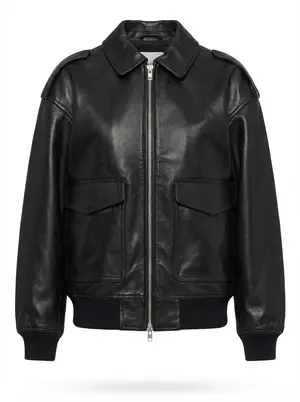 THE FRANKIE SHOP Leather Bomber Jacket - Black