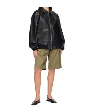 THE FRANKIE SHOP Leather Bomber Jacket - Black