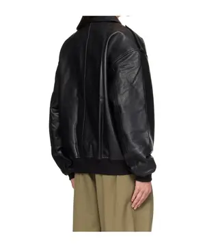 THE FRANKIE SHOP Leather Bomber Jacket - Black