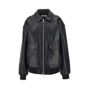 THE FRANKIE SHOP Leather Bomber Jacket - Black