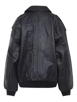 THE FRANKIE SHOP Leather Bomber Jacket - Black