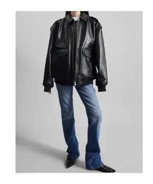 THE FRANKIE SHOP Leather Bomber Jacket - Black