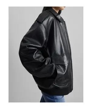 THE FRANKIE SHOP Leather Bomber Jacket - Black