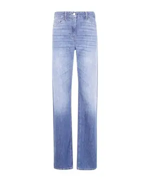 Elisabetta Franchi Wide-leg Jeans With Embroidered Logo - Blue