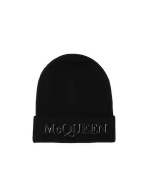 Alexander McQueen Logo Embroidered Beanie - Black