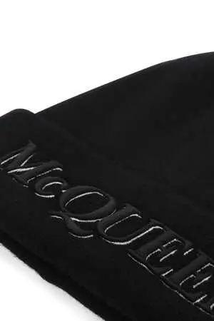 Alexander McQueen Logo Embroidered Beanie - Black