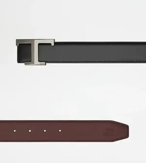 TOD'S Reversible Logo Plaque Buckle Belt - Black