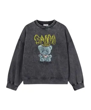 GANNI Distressed Logo Sweatshirt - Black Washed