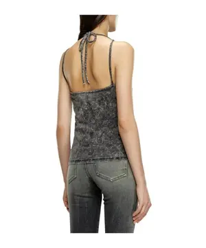 DIESEL® T-maryn Ribbed Tank Top With Hollow Detail And Tie Closure