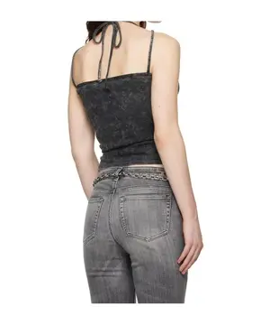 DIESEL® T-maryn Ribbed Tank Top With Hollow Detail And Tie Closure
